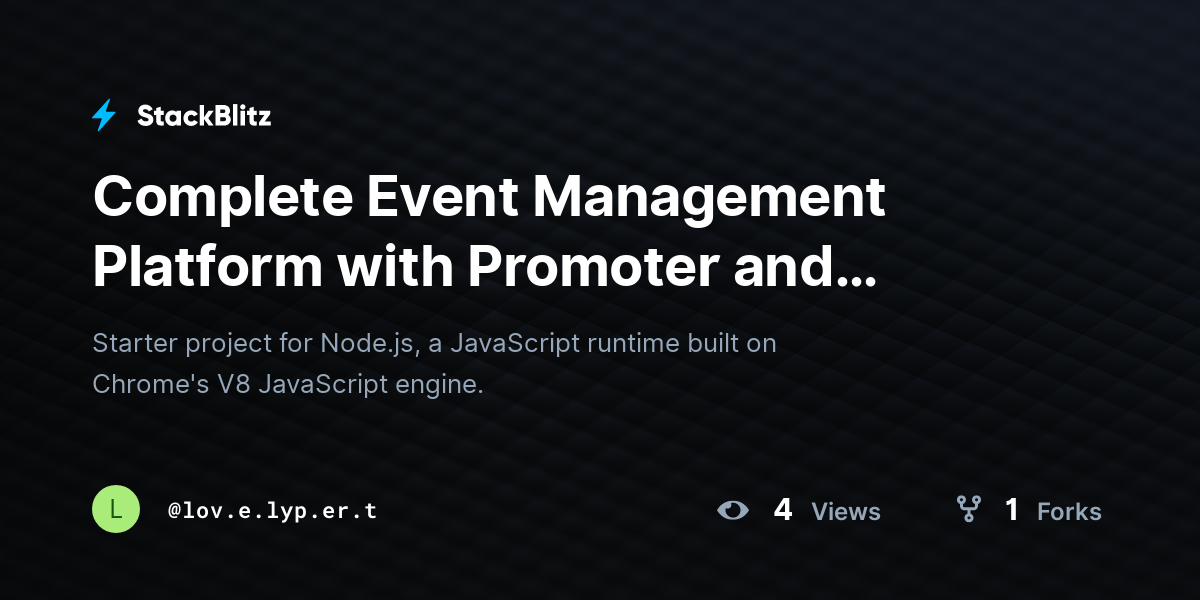 Complete Event Management Platform with Promoter and Support Dashboards - StackBlitz