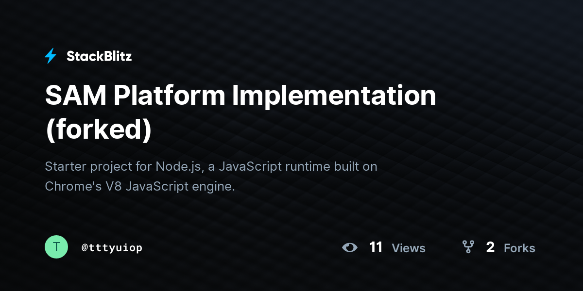 SAM Platform Implementation (forked) - StackBlitz