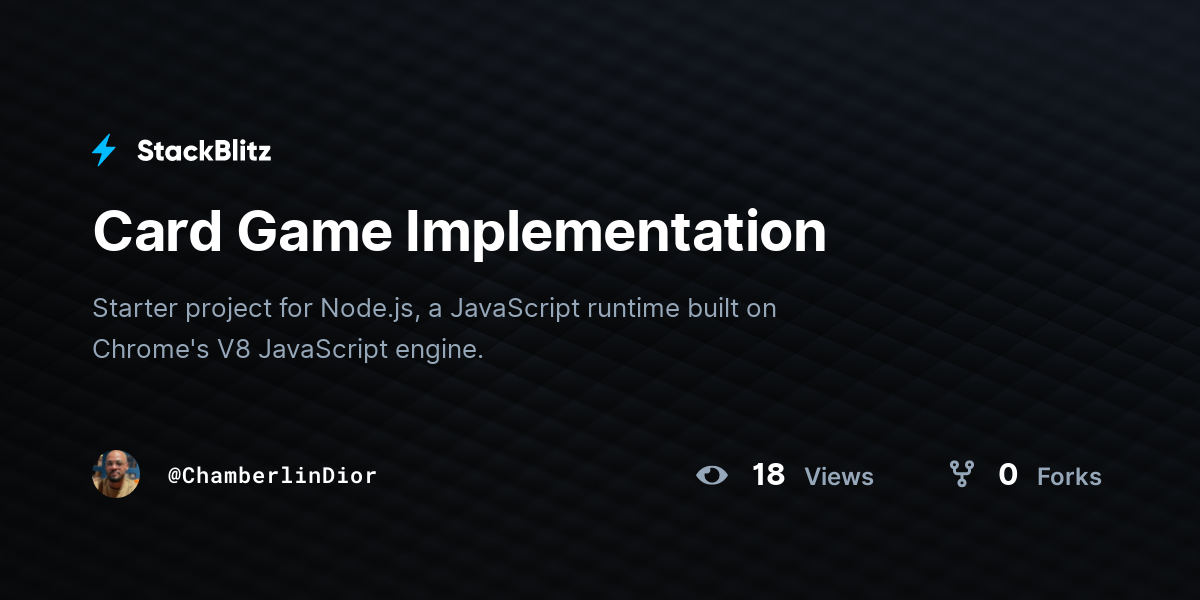Card Game Implementation - StackBlitz