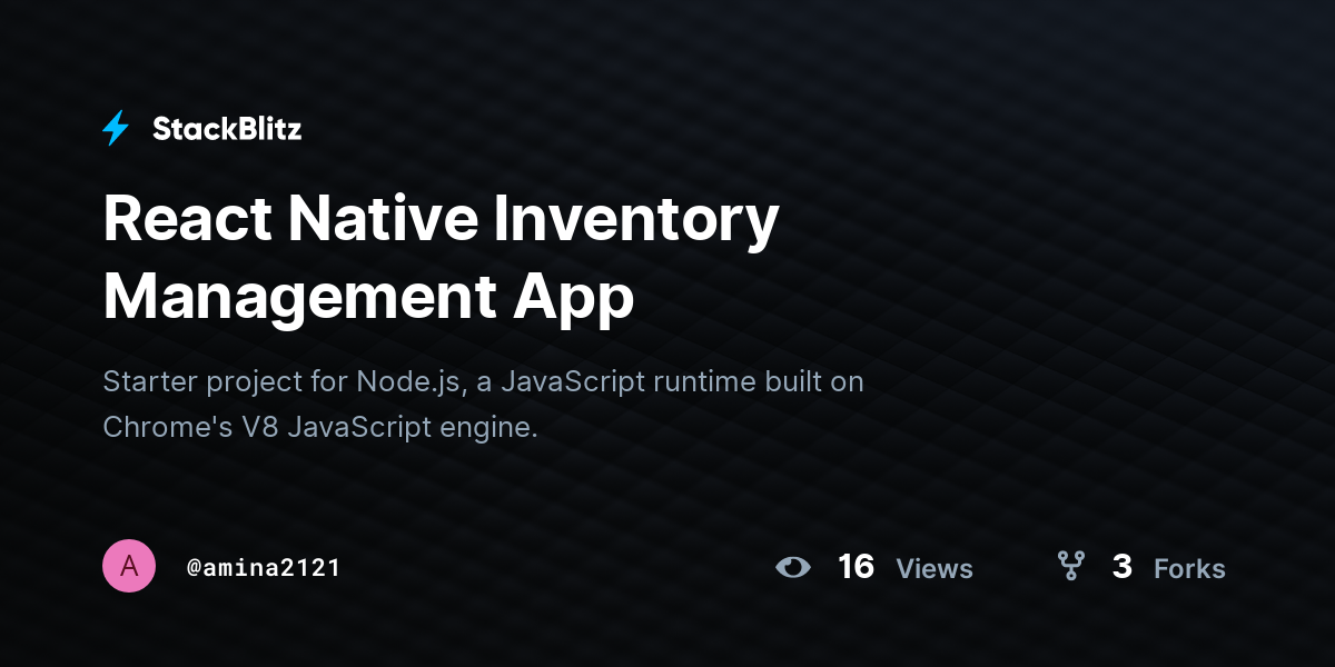 React Native Inventory Management App - StackBlitz