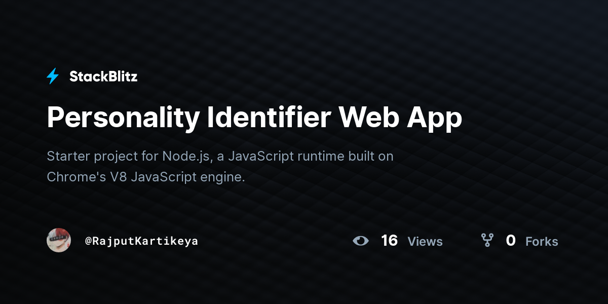 Personality Identifier Web App - StackBlitz