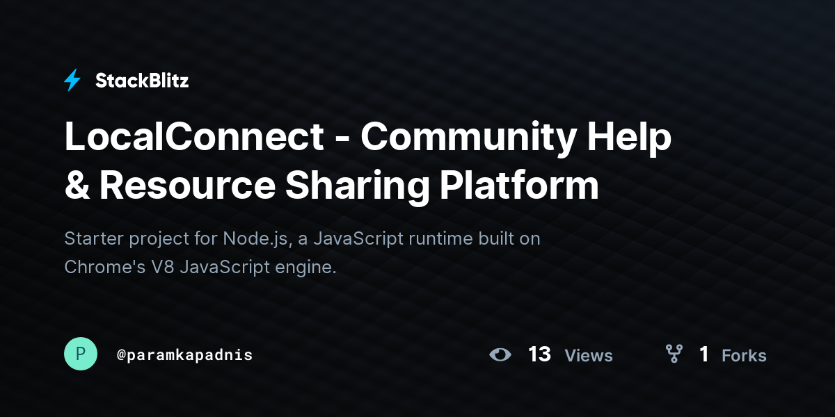 LocalConnect - Community Help & Resource Sharing Platform - StackBlitz