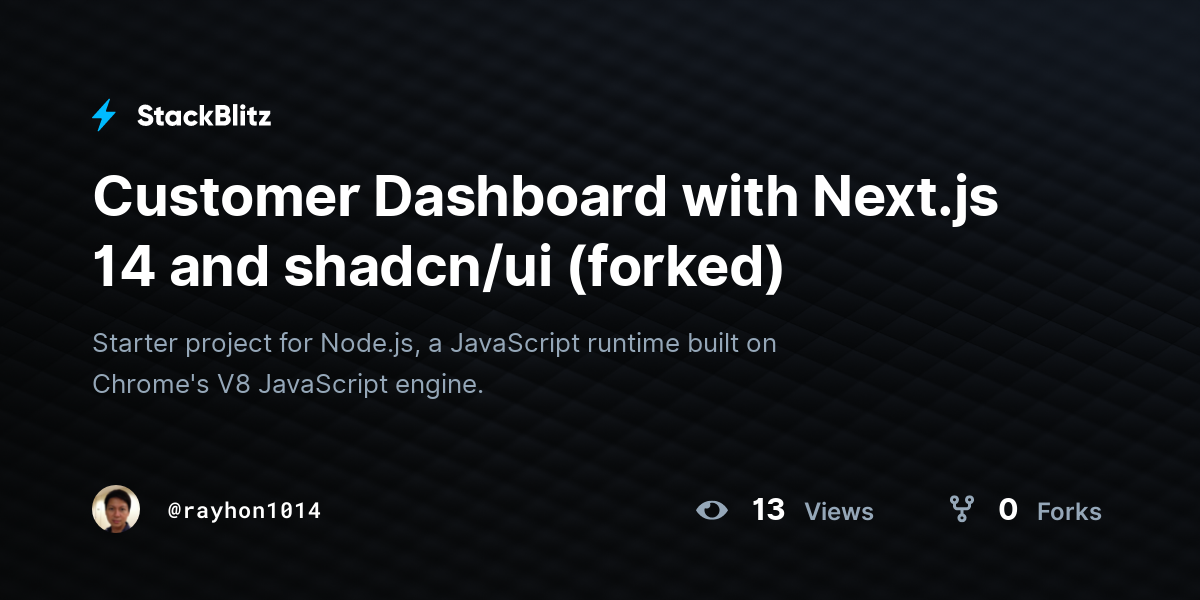 Customer Dashboard with Next.js 14 and shadcn/ui (forked) - StackBlitz