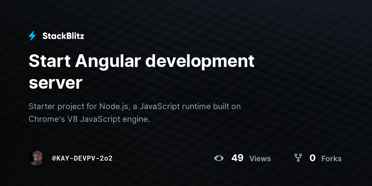 Start Angular development server - StackBlitz