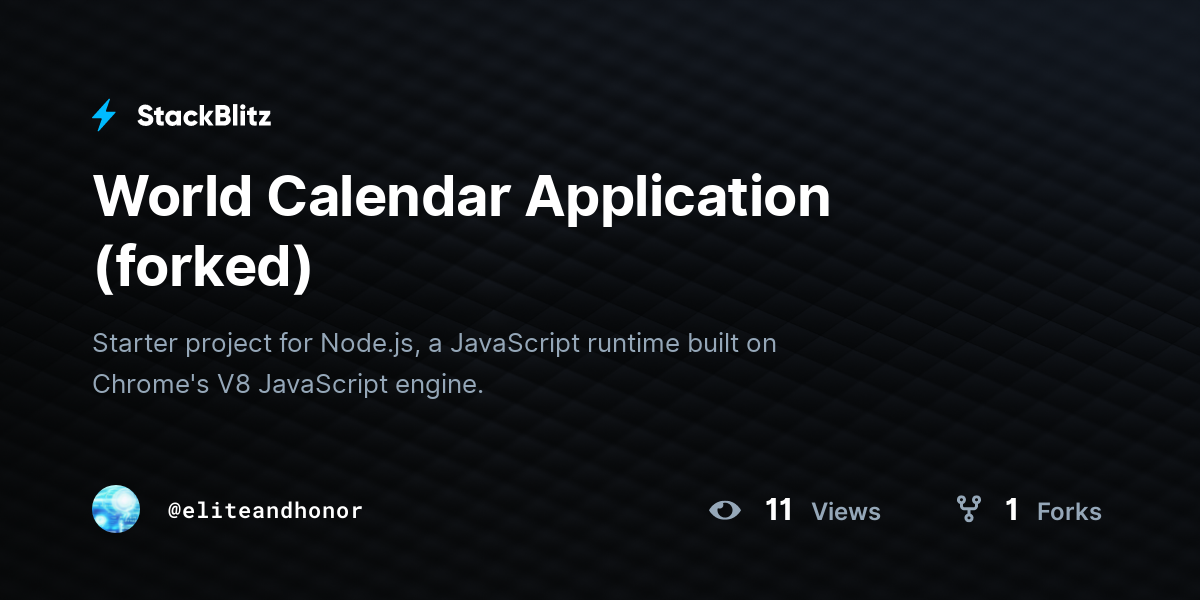 World Calendar Application (forked) - StackBlitz