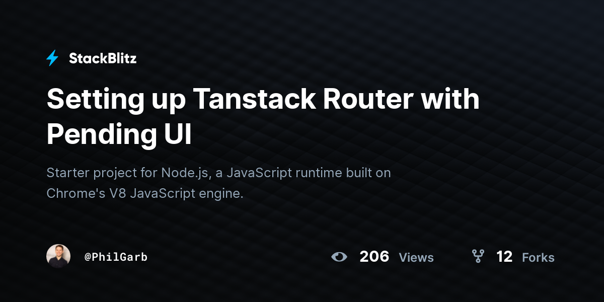Setting up Tanstack Router with Pending UI - StackBlitz