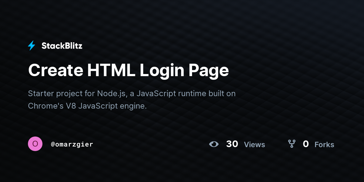 Create HTML Login Page - StackBlitz
