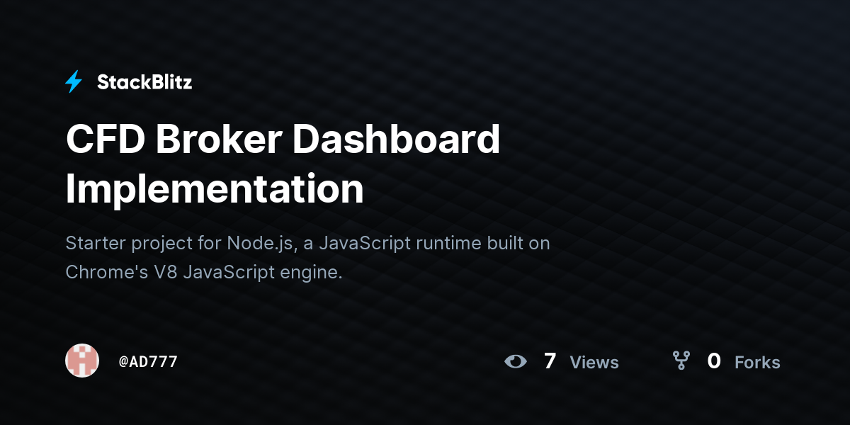 CFD Broker Dashboard Implementation - StackBlitz