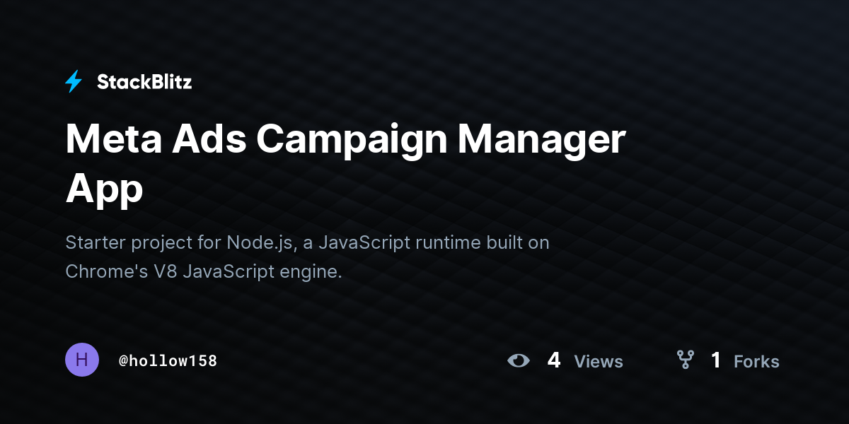 Meta Ads Campaign Manager App - StackBlitz