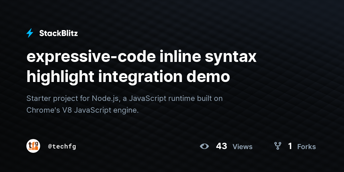 expressive-code inline syntax highlight integration demo - StackBlitz