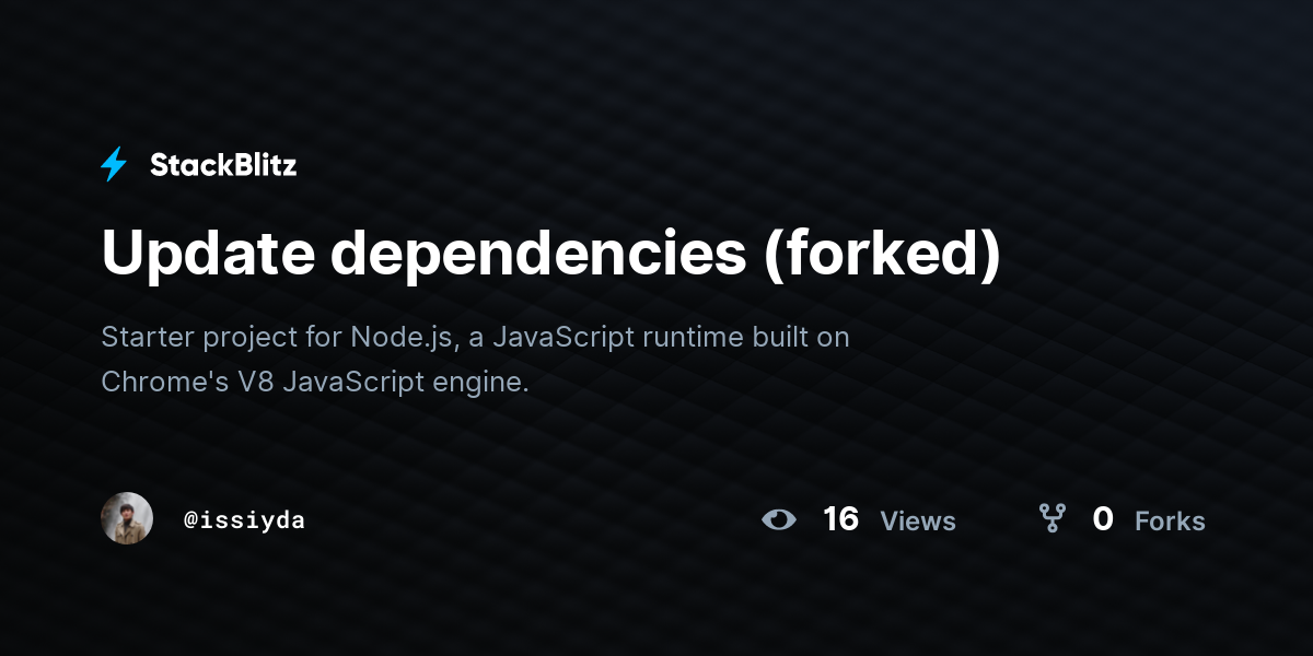 Update dependencies (forked) - StackBlitz Update dependencies (forked) - StackBlitz