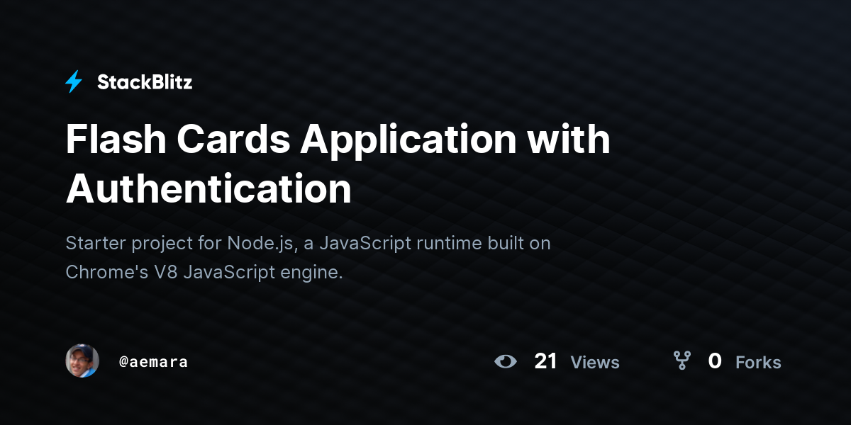 Flash Cards Application with Authentication - StackBlitz
