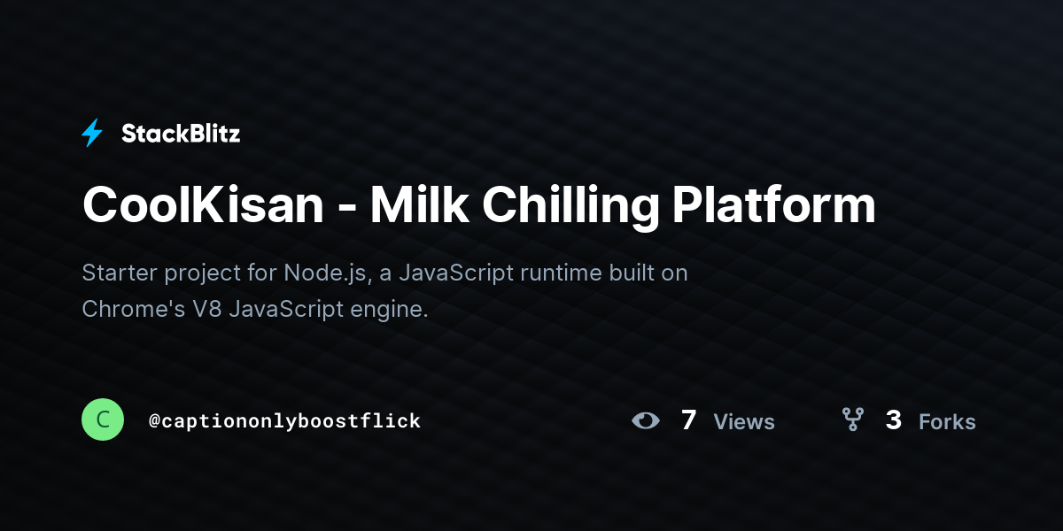 CoolKisan - Milk Chilling Platform - StackBlitz
