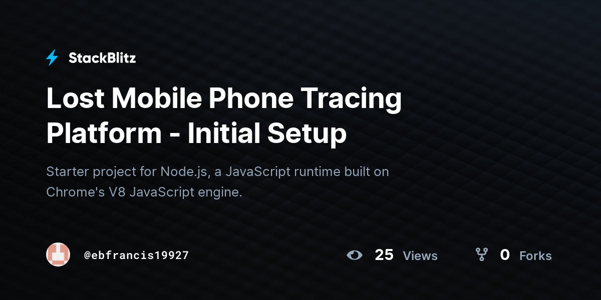 Lost Mobile Phone Tracing Platform - Initial Setup - StackBlitz