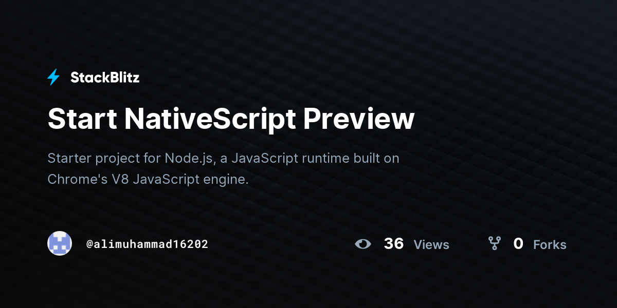 Start NativeScript Preview - StackBlitz