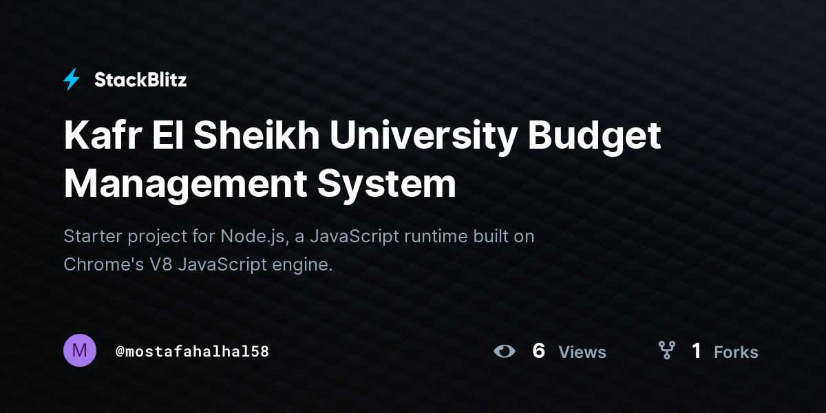 Kafr El Sheikh University Budget Management System - StackBlitz