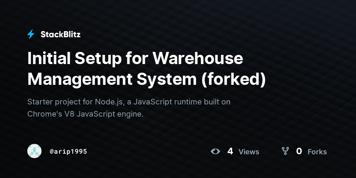 Initial Setup for Warehouse Management System (forked) - StackBlitz