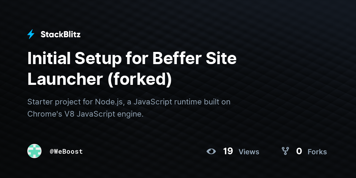 Initial Setup for Beffer Site Launcher (forked) - StackBlitz