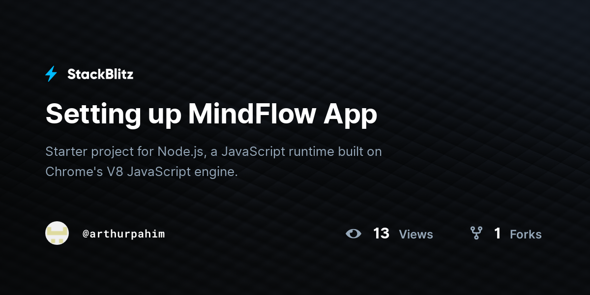 Setting up MindFlow App - StackBlitz