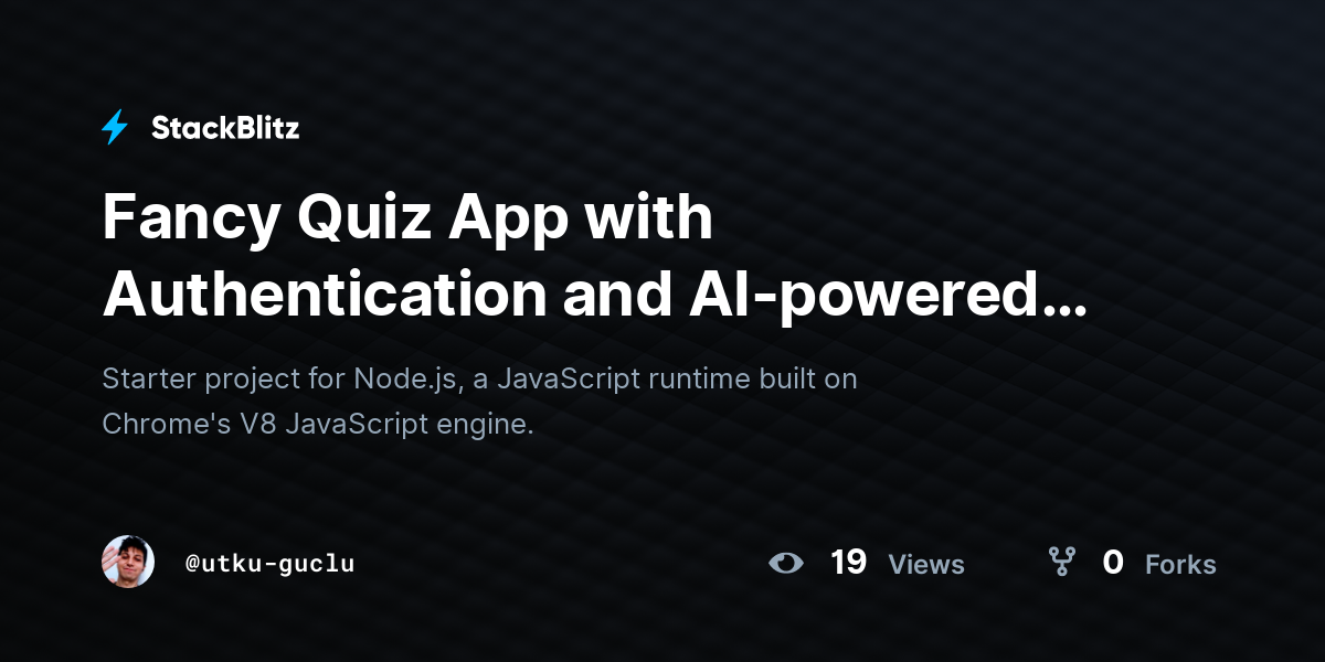 Fancy Quiz App with Authentication and AI-powered Questions - StackBlitz