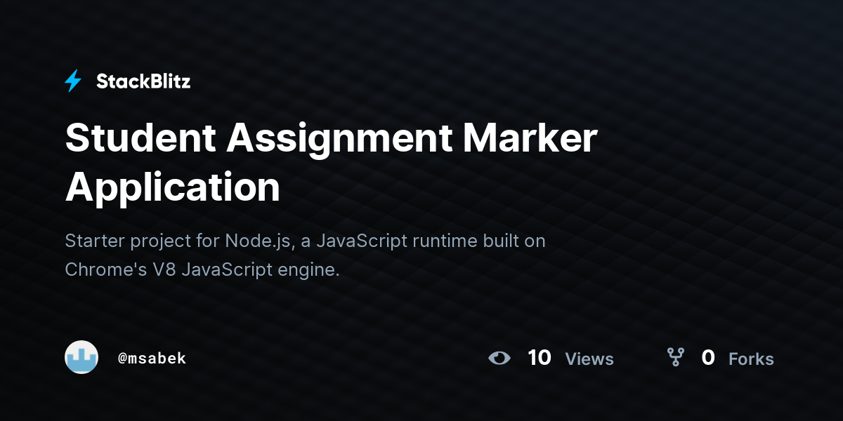 Student Assignment Marker Application - StackBlitz Student Assignment Marker Application - StackBlitz
