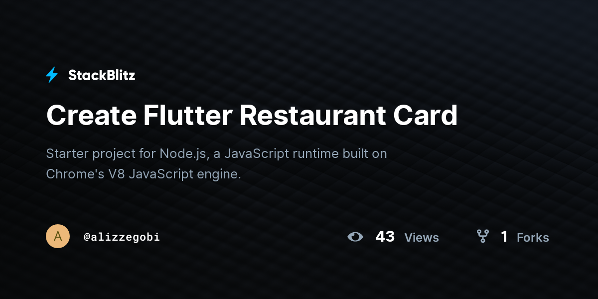 Create Flutter Restaurant Card - StackBlitz