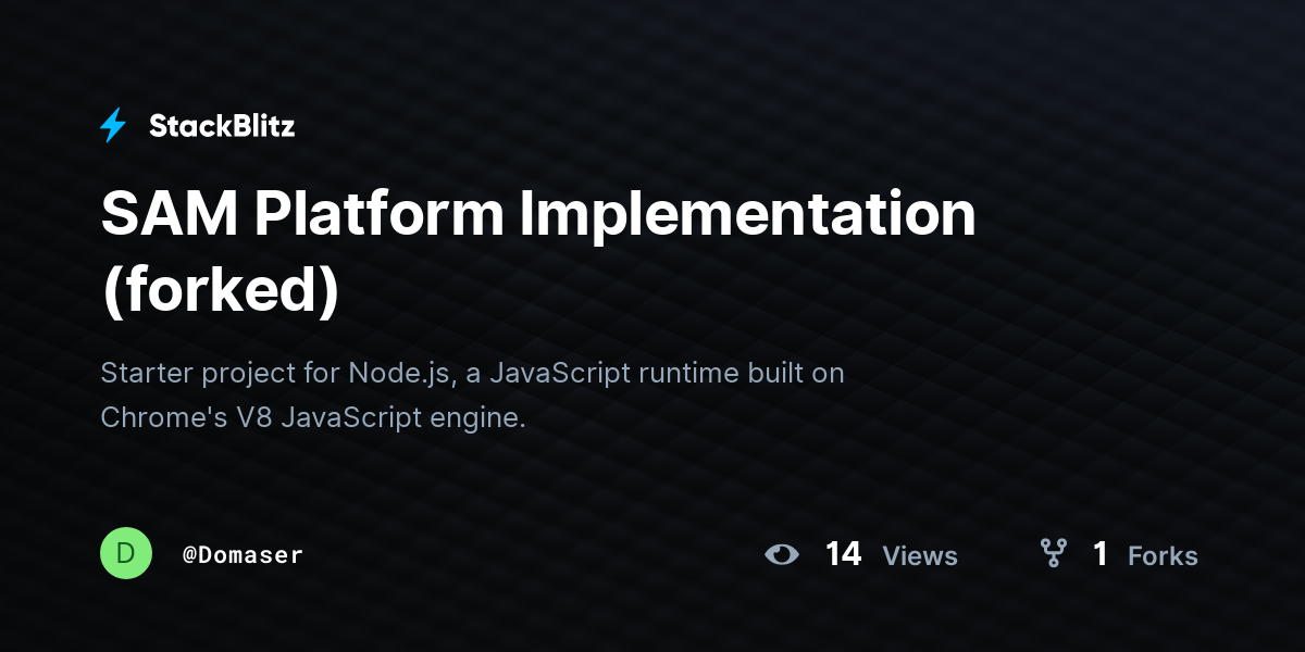 SAM Platform Implementation (forked) - StackBlitz