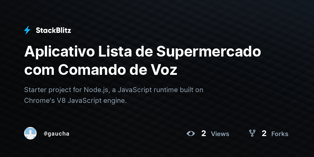 Aplicativo Lista de Supermercado com Comando de Voz - StackBlitz