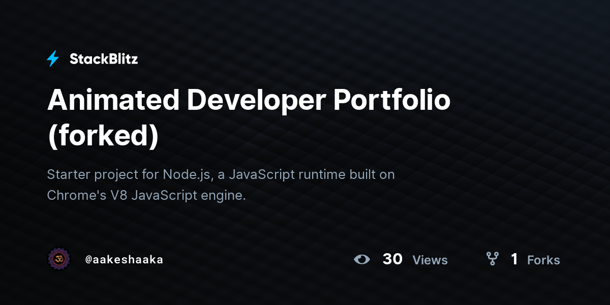 Animated Developer Portfolio (forked) - StackBlitz