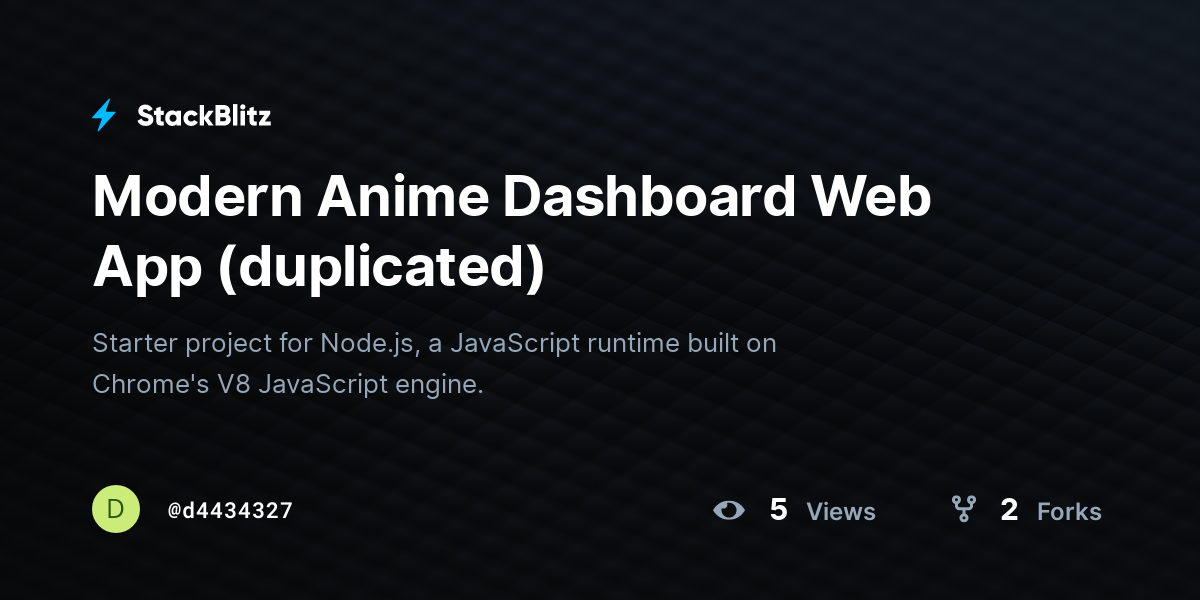Modern Anime Dashboard Web App (duplicated) - StackBlitz