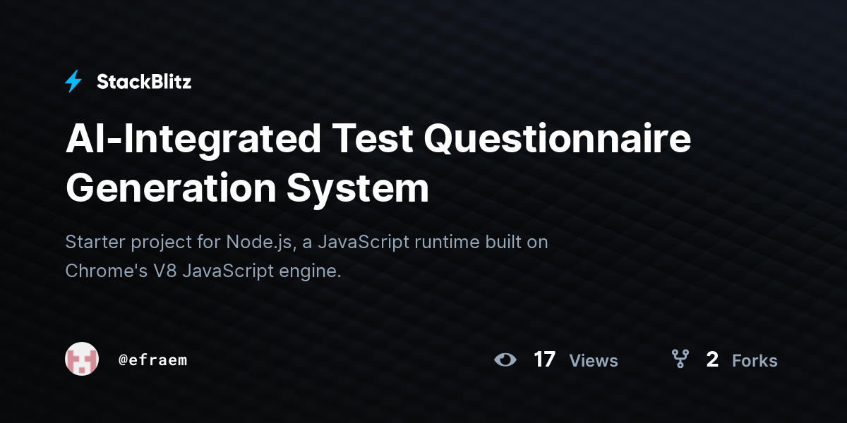 AI-Integrated Test Questionnaire Generation System - StackBlitz