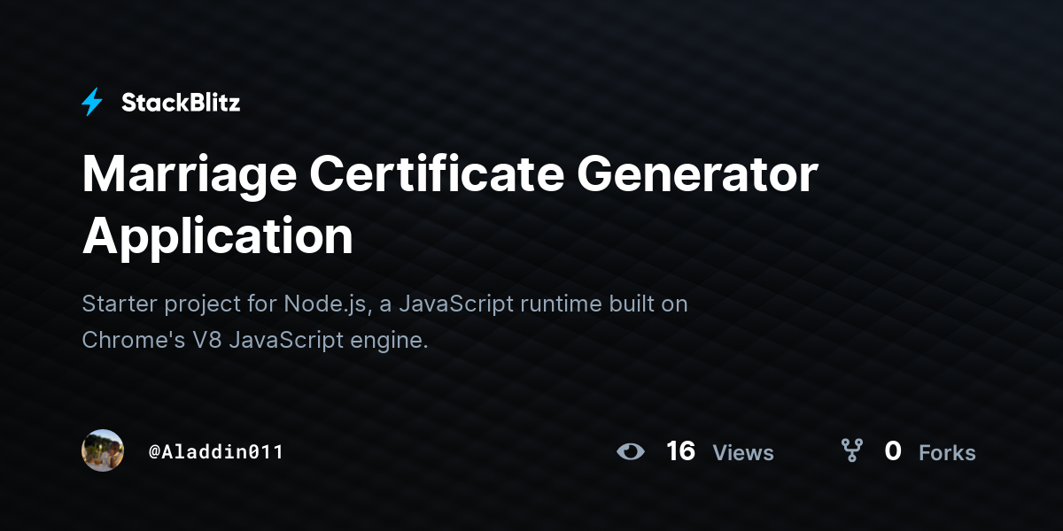 Marriage Certificate Generator Application - StackBlitz