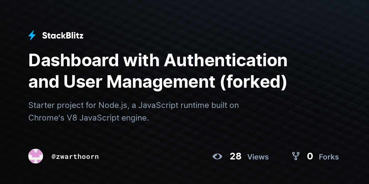 Dashboard with Authentication and User Management (forked) - StackBlitz