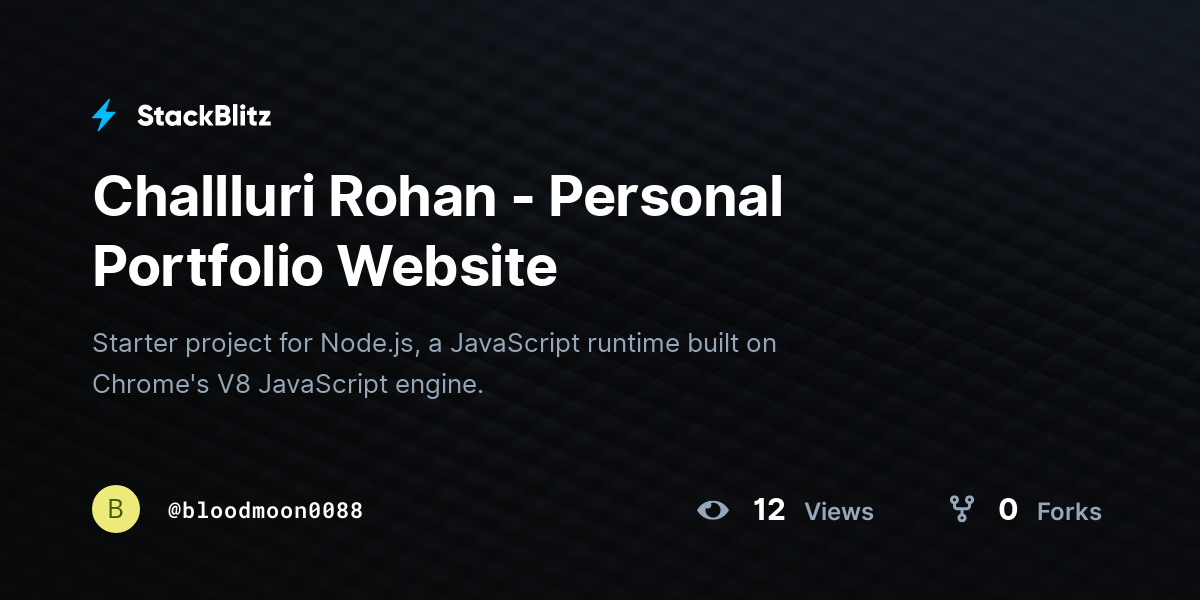 Challluri Rohan - Personal Portfolio Website - StackBlitz