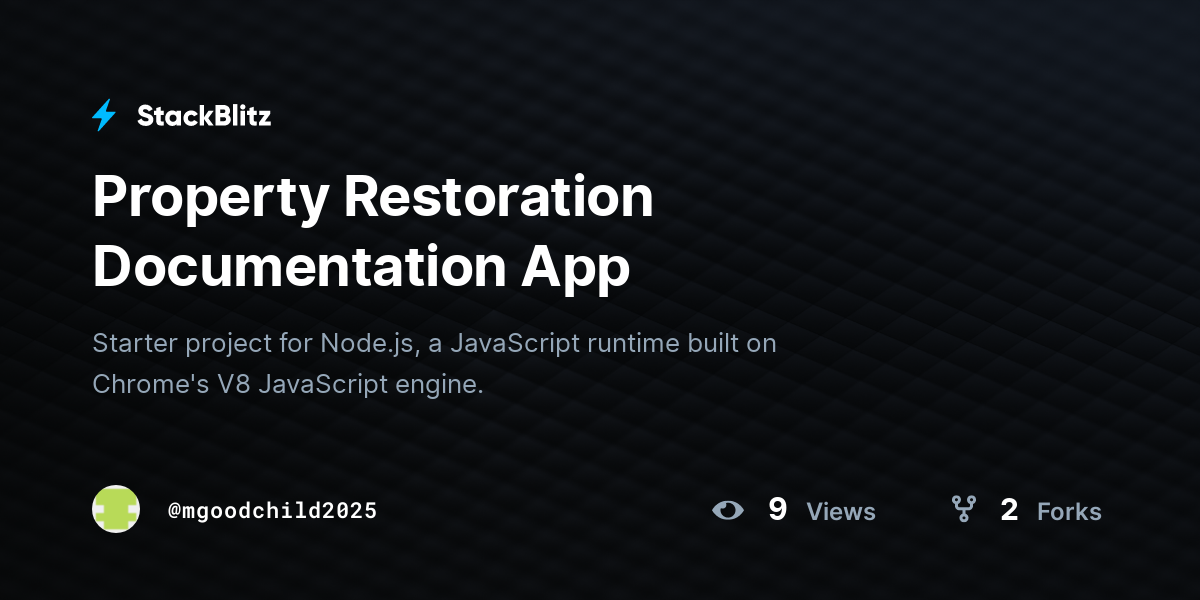 Property Restoration Documentation App - StackBlitz