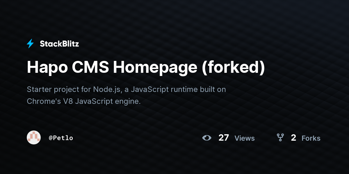Hapo CMS Homepage (forked) - StackBlitz