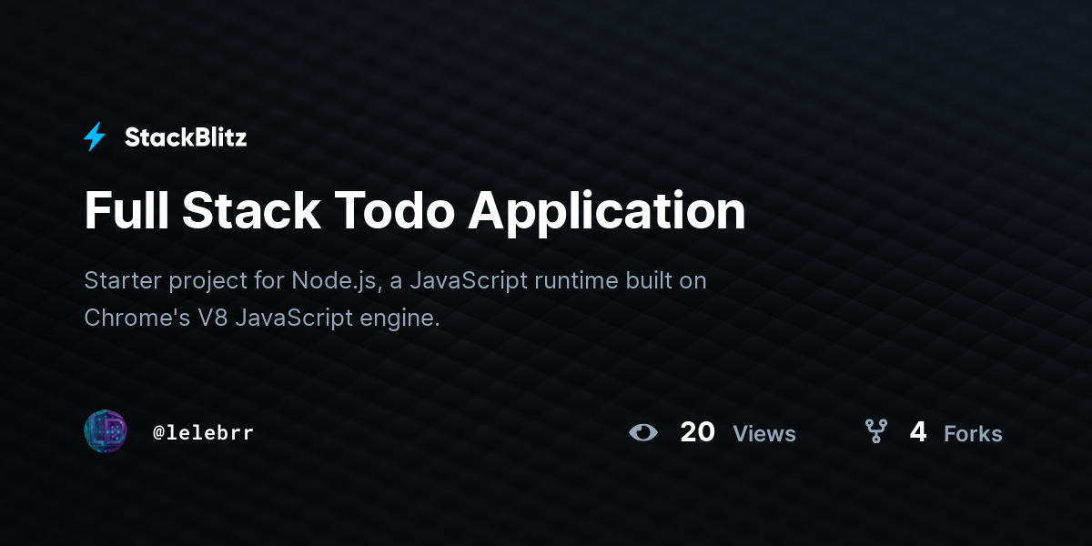 Full Stack Todo Application - StackBlitz