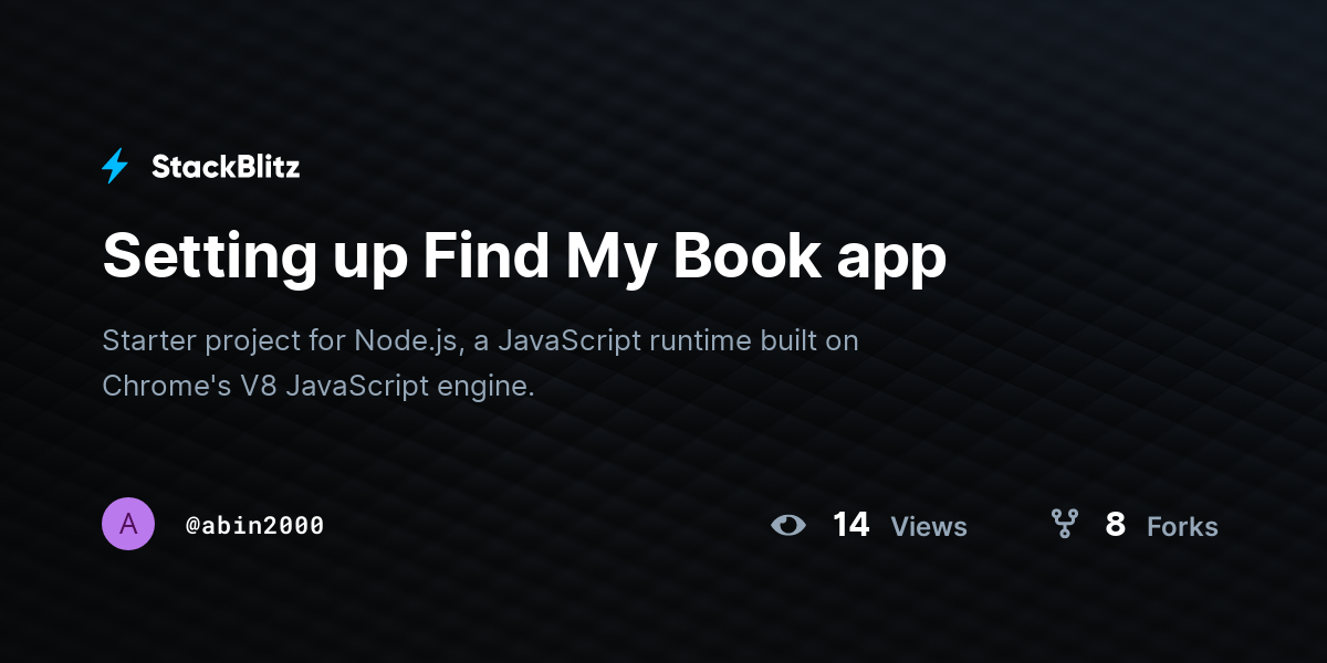 Setting up Find My Book app - StackBlitz