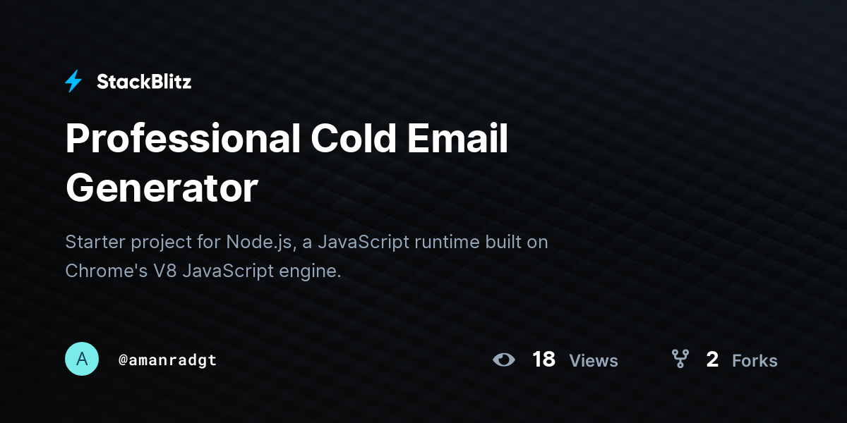 Professional Cold Email Generator - StackBlitz