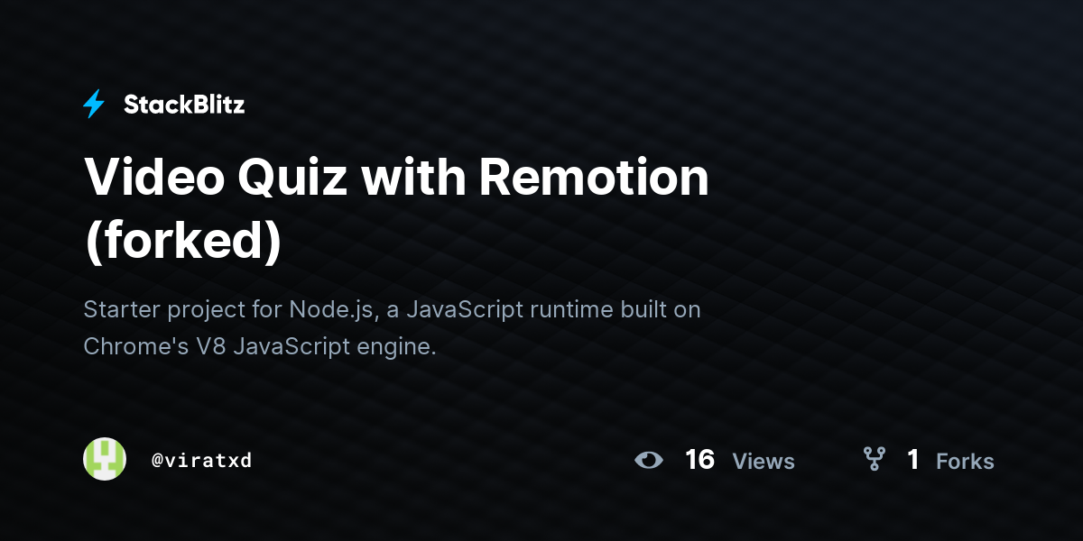 Video Quiz with Remotion (forked) - StackBlitz