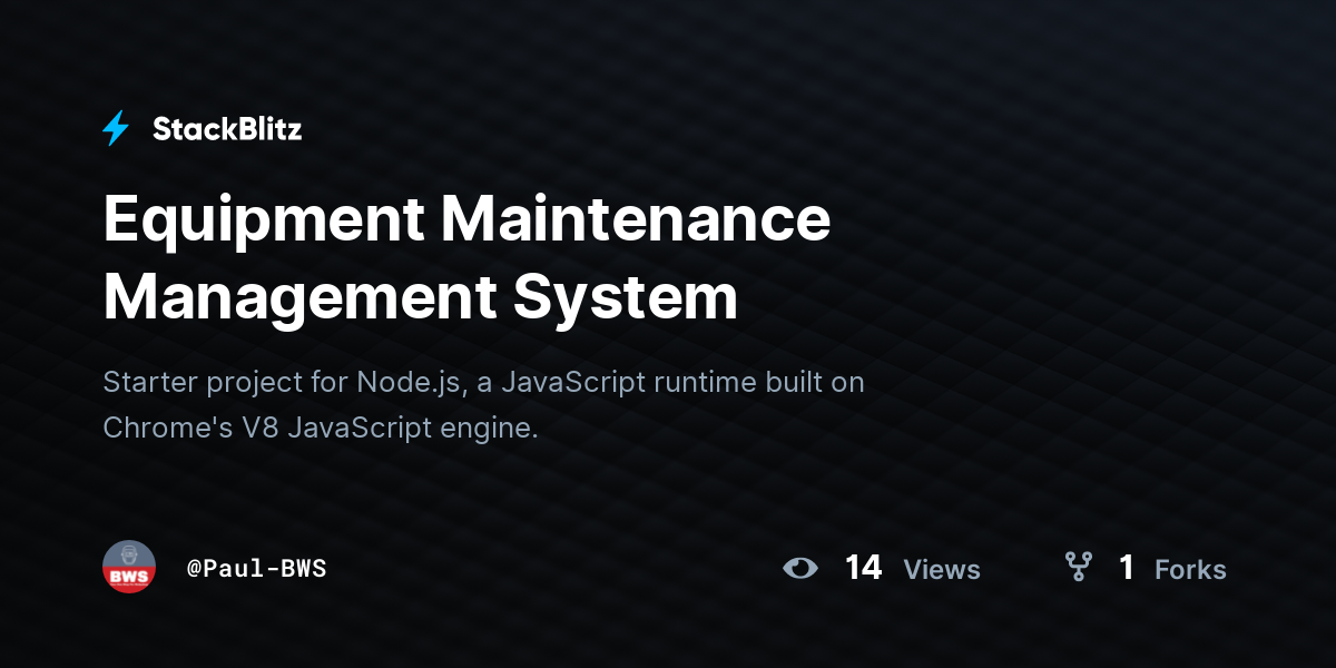 Equipment Maintenance Management System - StackBlitz