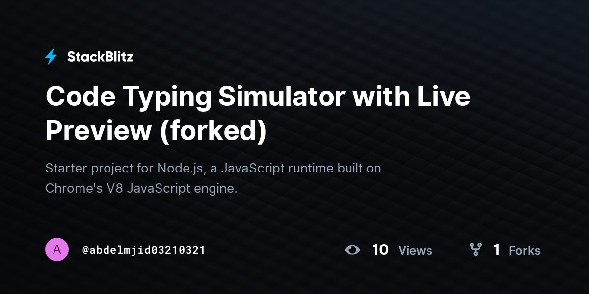 Code Typing Simulator with Live Preview (forked) - StackBlitz