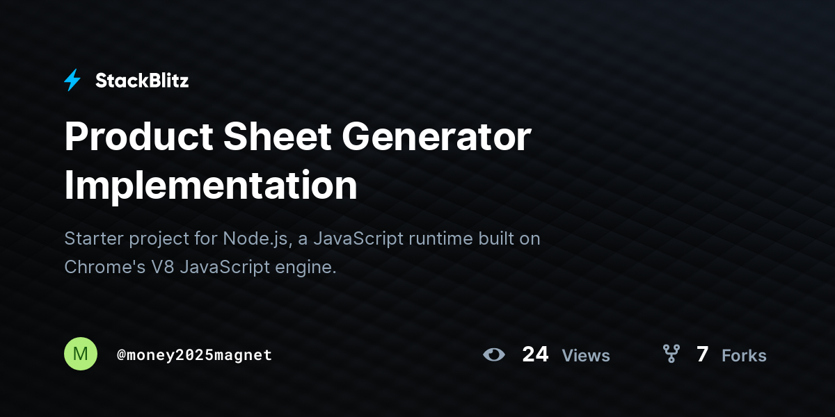 Product Sheet Generator Implementation - StackBlitz