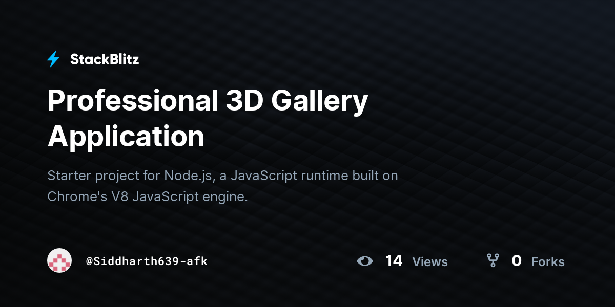 Professional 3D Gallery Application - StackBlitz