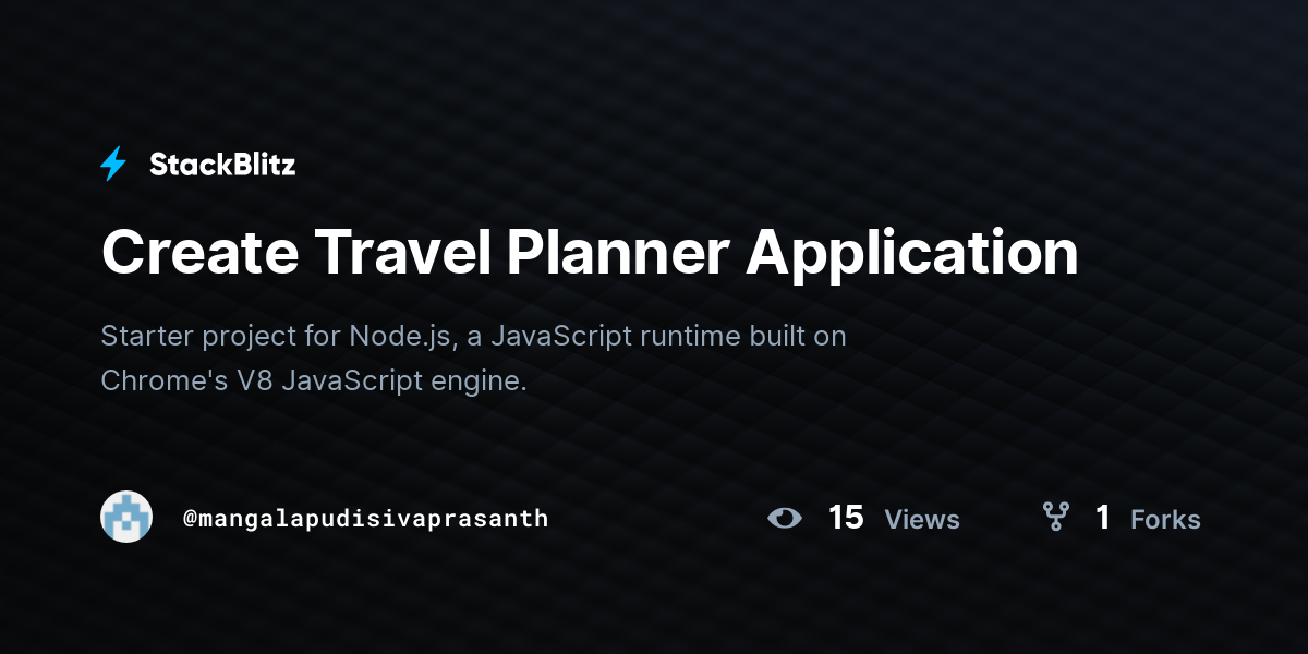 Create Travel Planner Application - StackBlitz