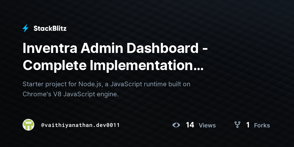 Inventra Admin Dashboard - Complete Implementation (duplicated) - StackBlitz