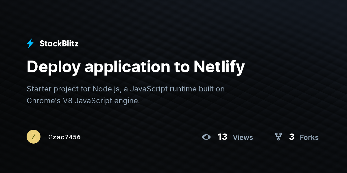 Deploy application to Netlify - StackBlitz
