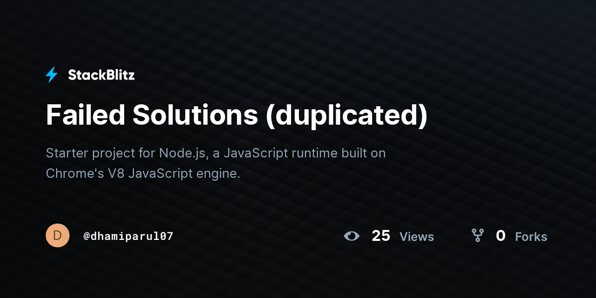 Failed Solutions (duplicated) - StackBlitz