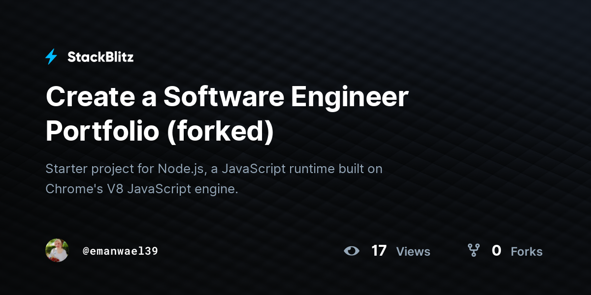 Create a Software Engineer Portfolio (forked) - StackBlitz