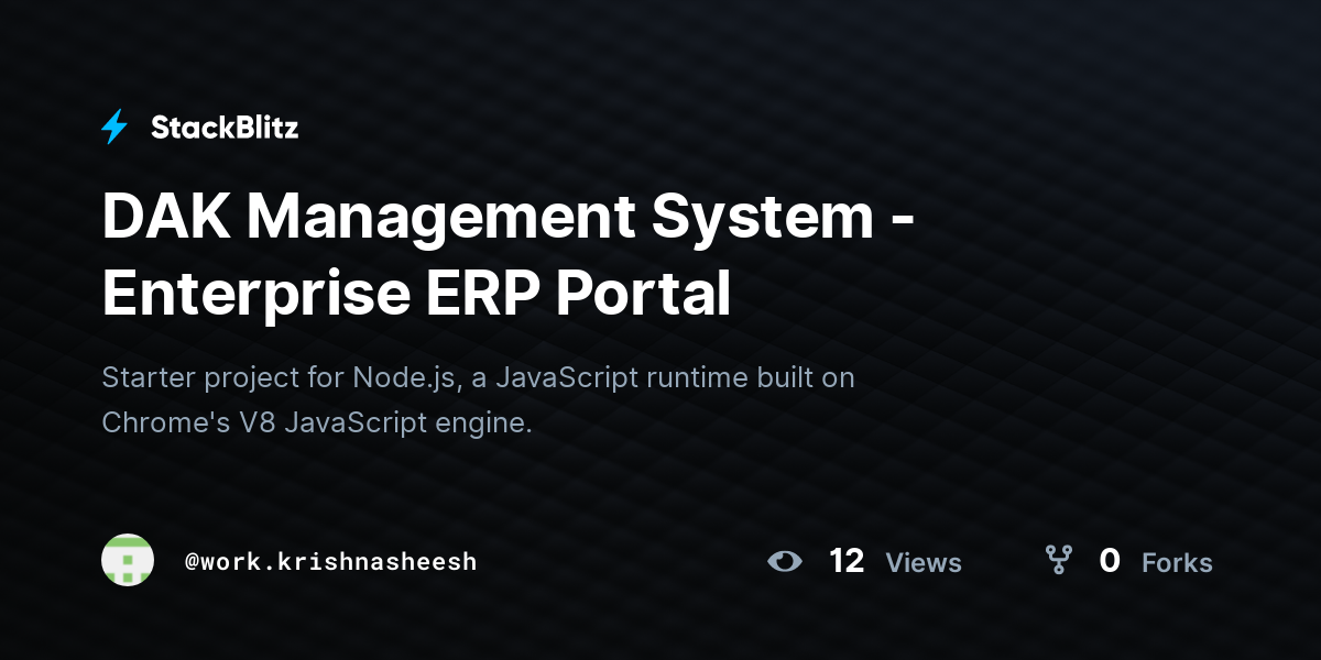 DAK Management System - Enterprise ERP Portal - StackBlitz